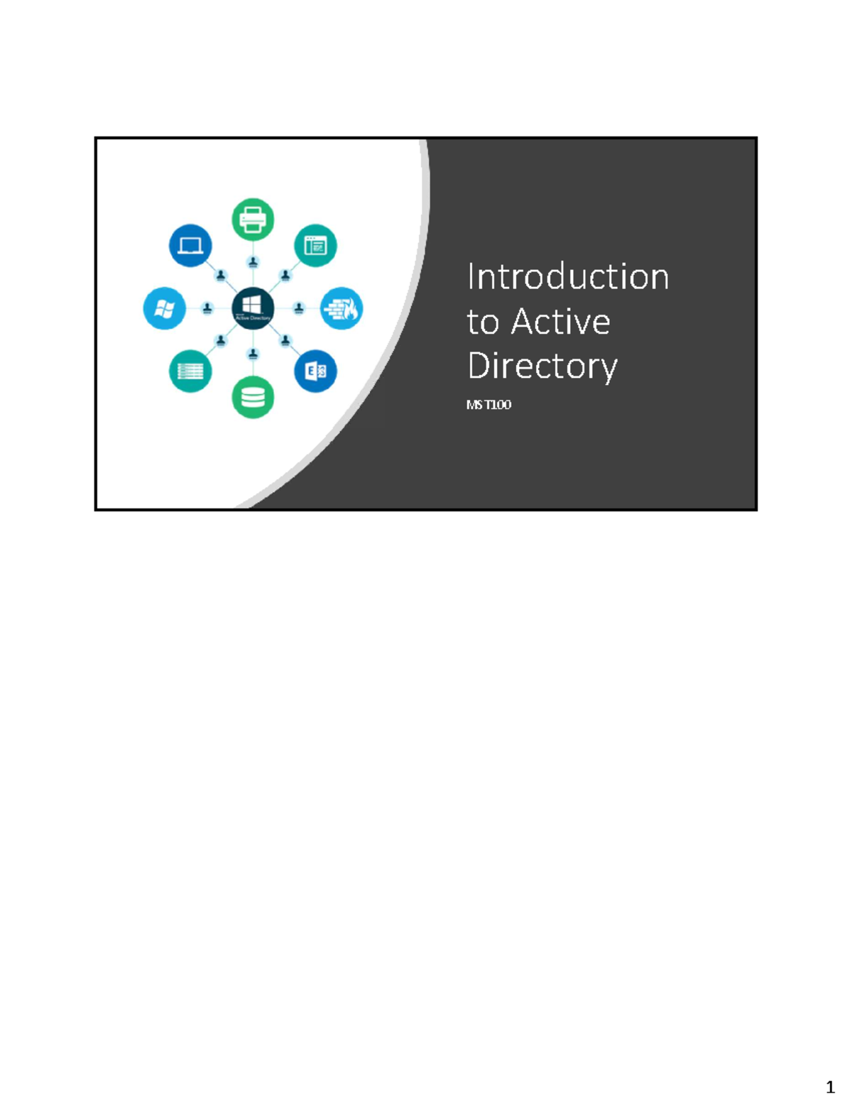Intro to Active Directory - Introduction to Active Directory MST Agenda Functions and Benefits ...