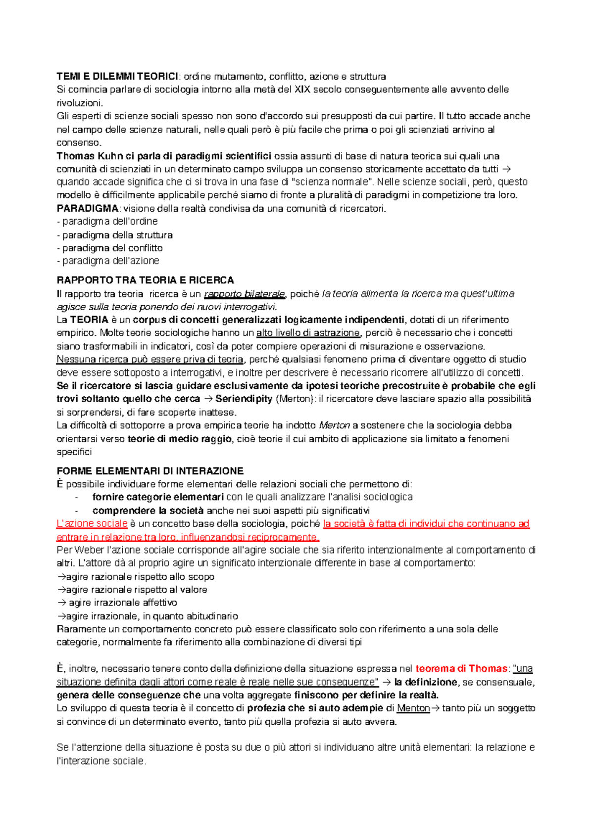 Schemi dispense - Riassunto teorie sociologiche e mutamento sociale ...