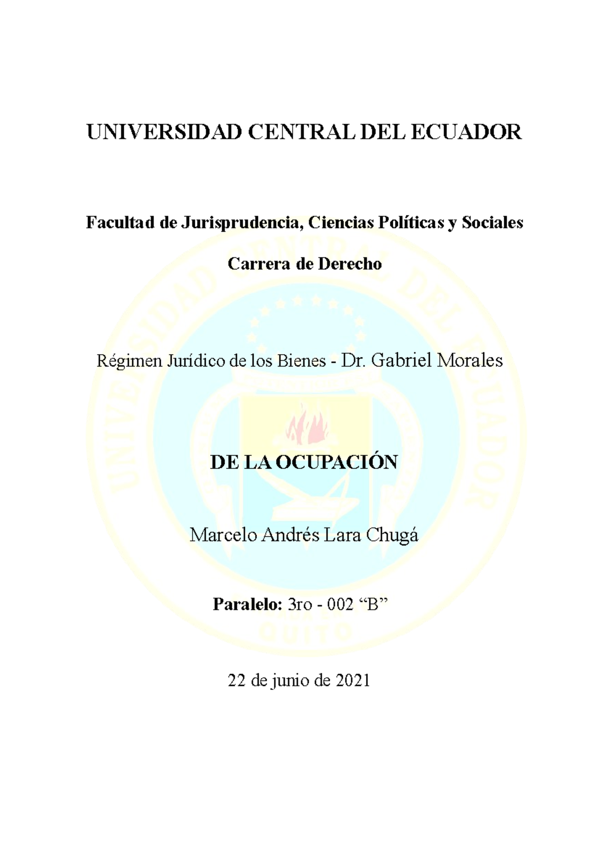 Código Civil Segundo Libro - UNIVERSIDAD CENTRAL DEL ECUADOR Facultad ...