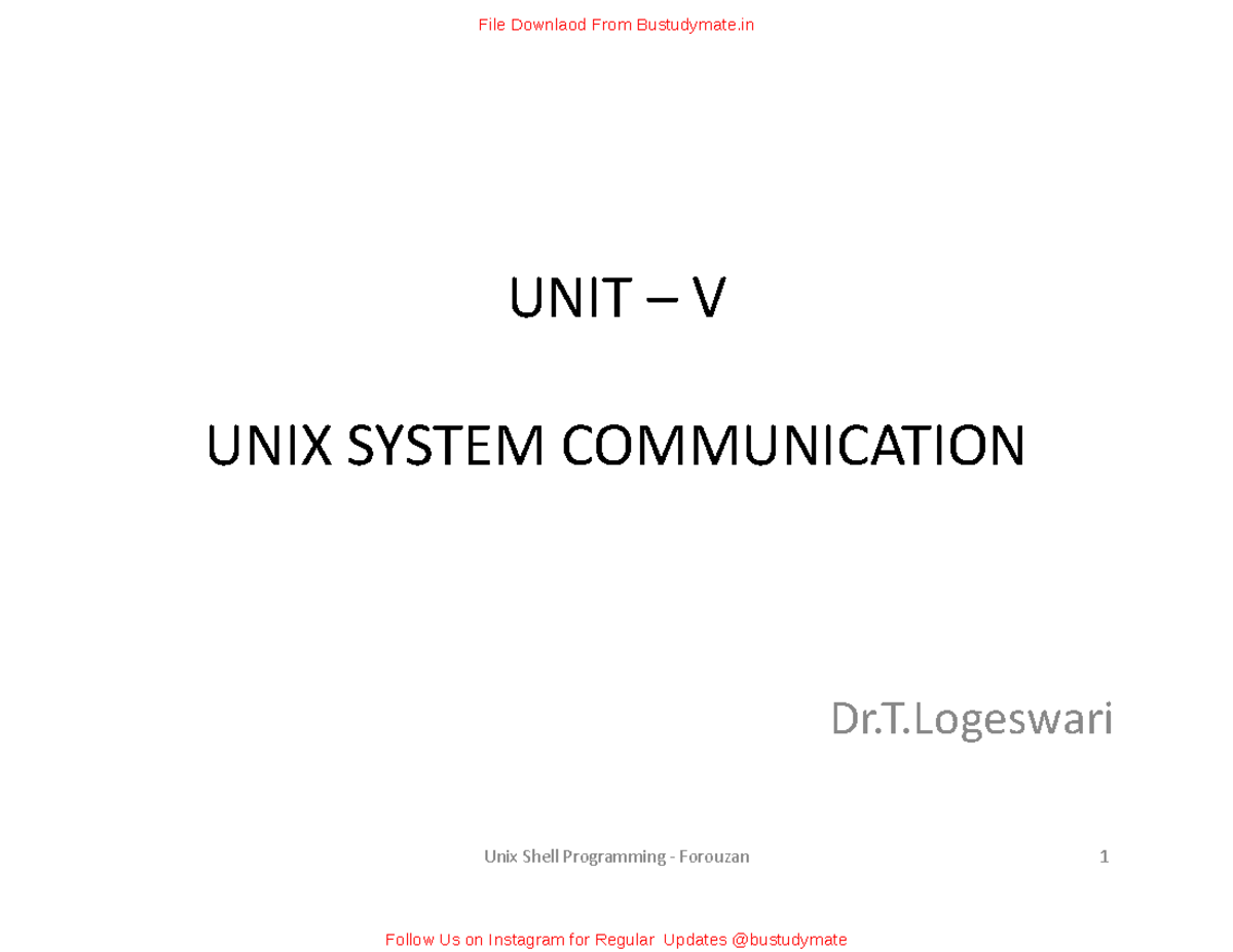 UNIX-UNIT-V - unix - File Downlaod From Bustudymate Follow Us on ...