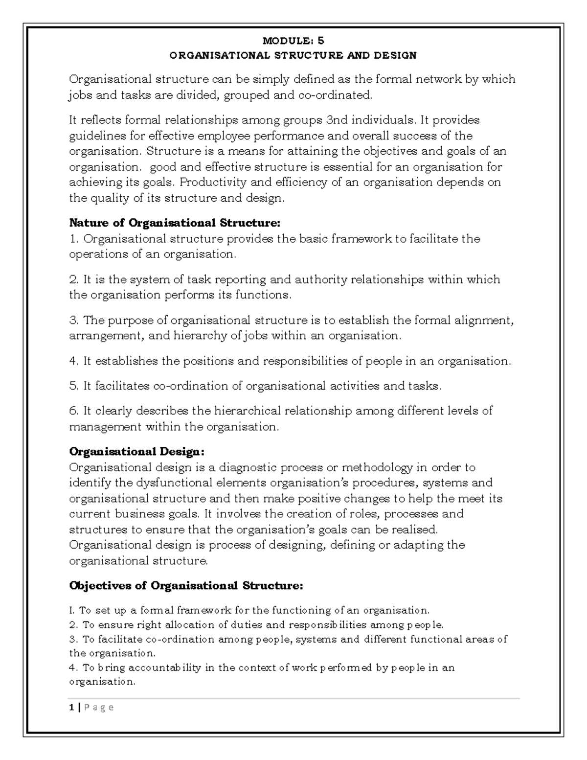 OB - Module 5 - It is a useful note - MODULE: 5 ORGANISATIONAL ...