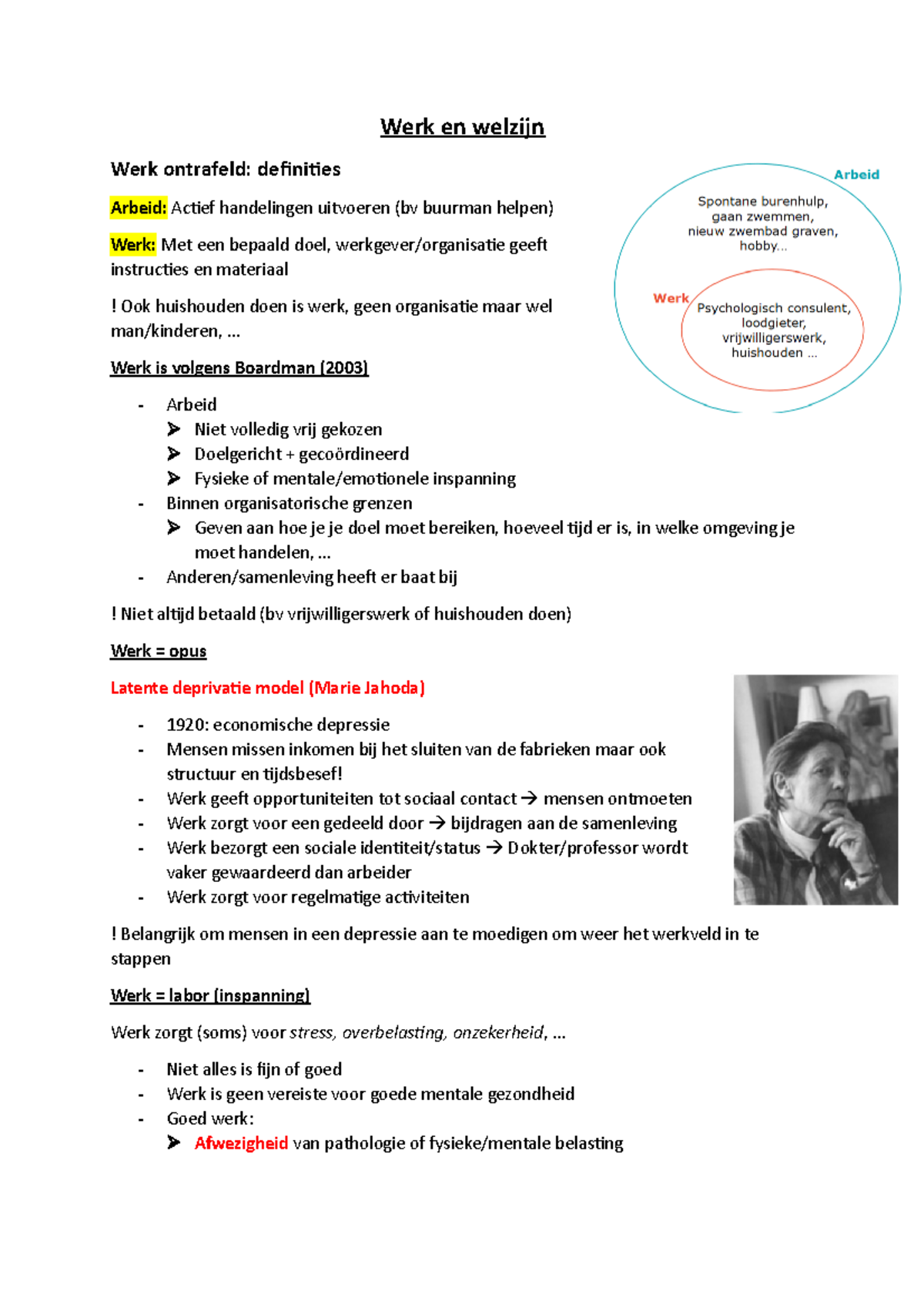 Werk en Welzijn samenvatting - Werk en welzijn Werk ontrafeld ...