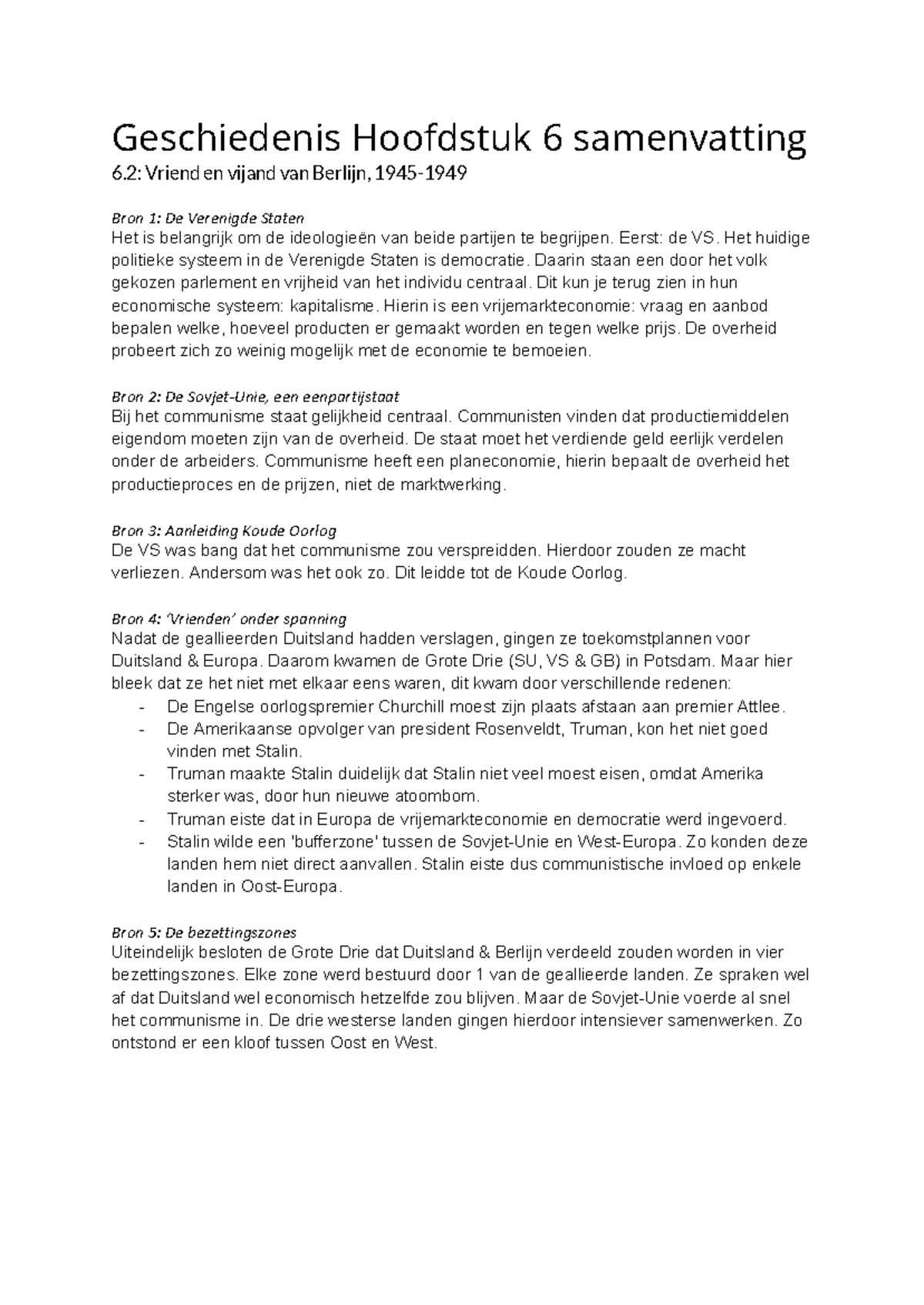 Geschiedenis - 3VWO - Hoofdstuk 6 Over de muur - samenvatting ...