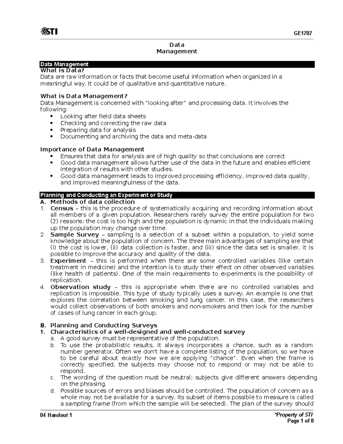 Prefinal-Handout - handouts - GE 04 Handout 1 *Property of STI Page 1 ...