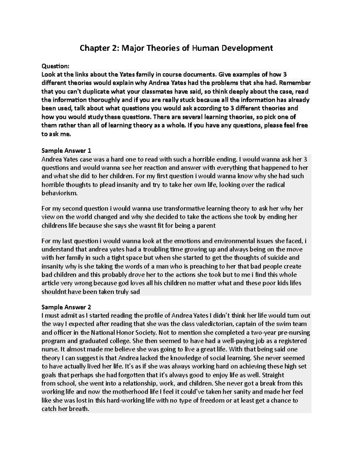 Chapter 2 - Major Theories of Human Development - Chapter 2: Major ...