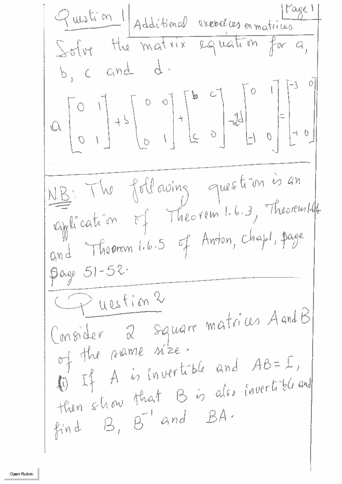 MAT1503 Additional Exercises on Matrices - MAT1503 - Studocu