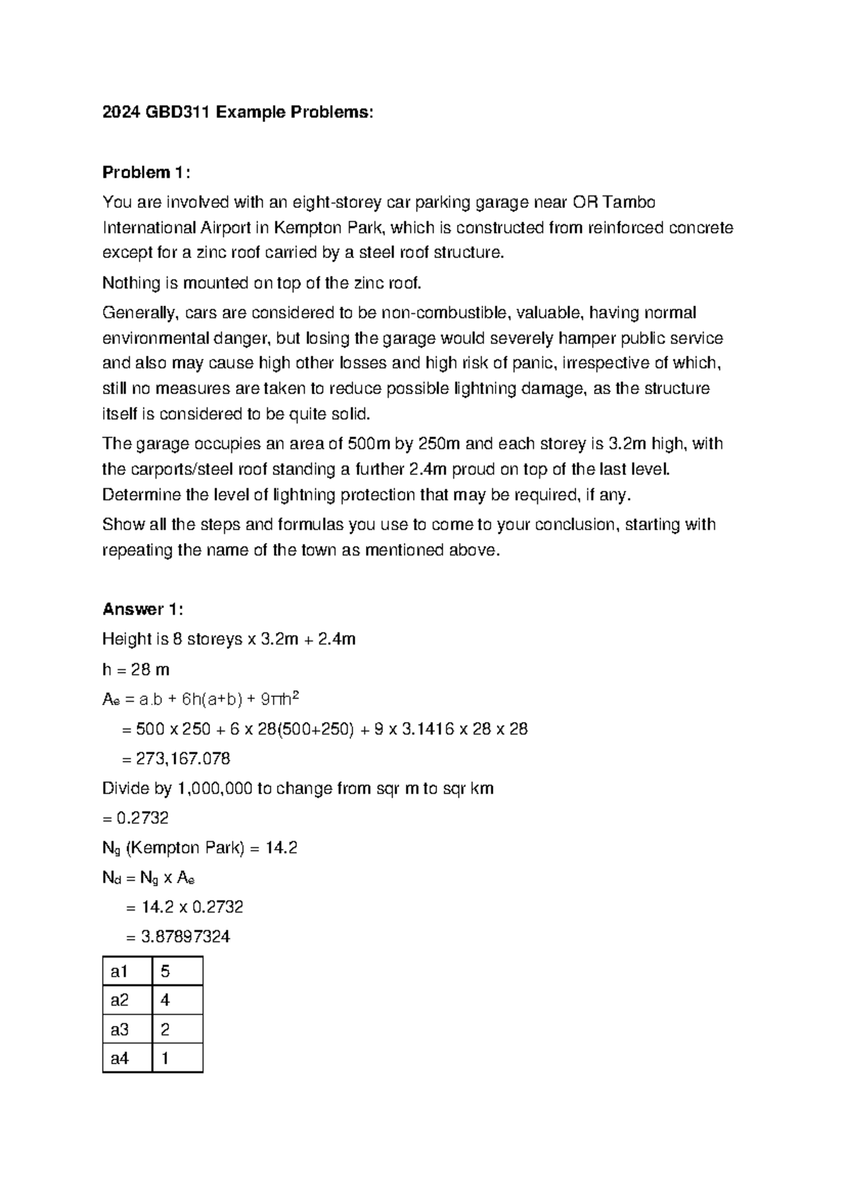 2024 GBD311 Example Problems - 2024 GBD311 Example Problems: Problem 1 ...