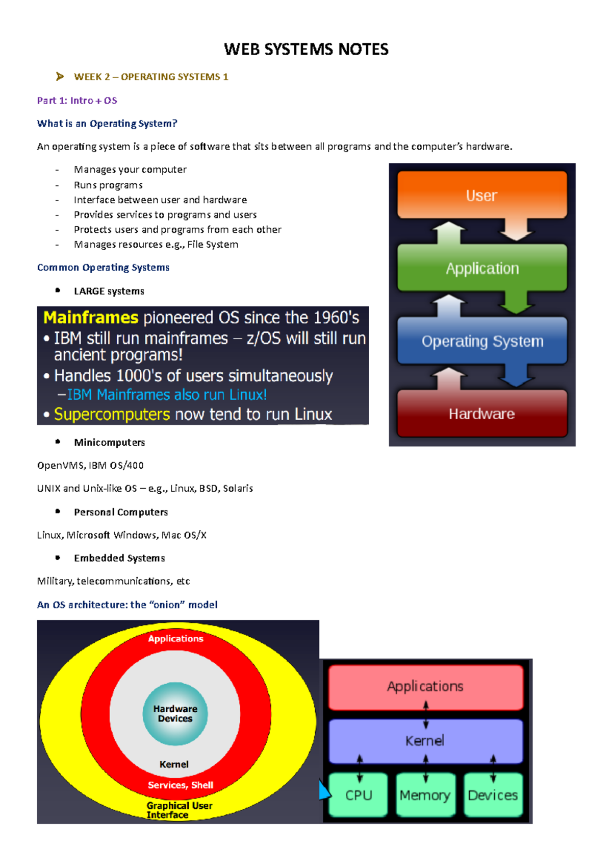 Web Systems Notes Web Systems Notes Week 2 Operating Systems 1 Part 1 Intro Os What Is An 7146