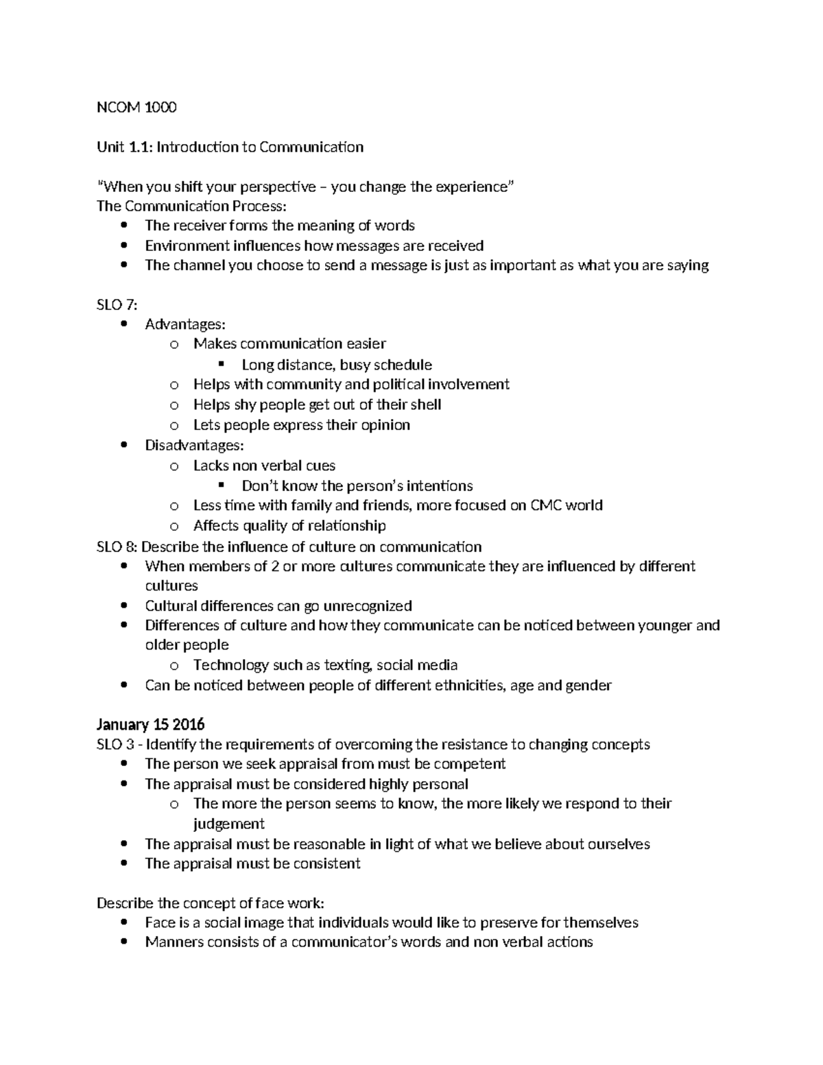 NCOM 1000 Textbook Notes - NCOM 1000 Unit 1: Introduction to ...