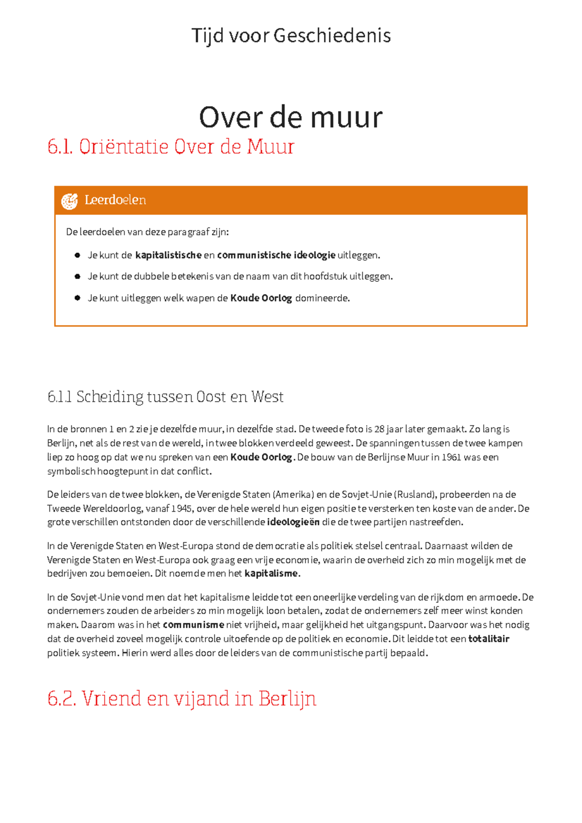 Tijd voor Geschiedenis Over de muur - Oriëntatie Over de Muur 6. Vriend ...