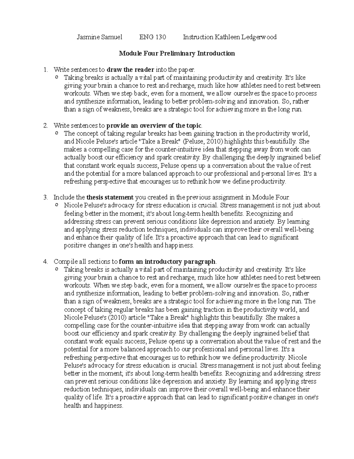 4-2 Preliminary Introduction - Jasmine Samuel ENG 130 Instruction ...