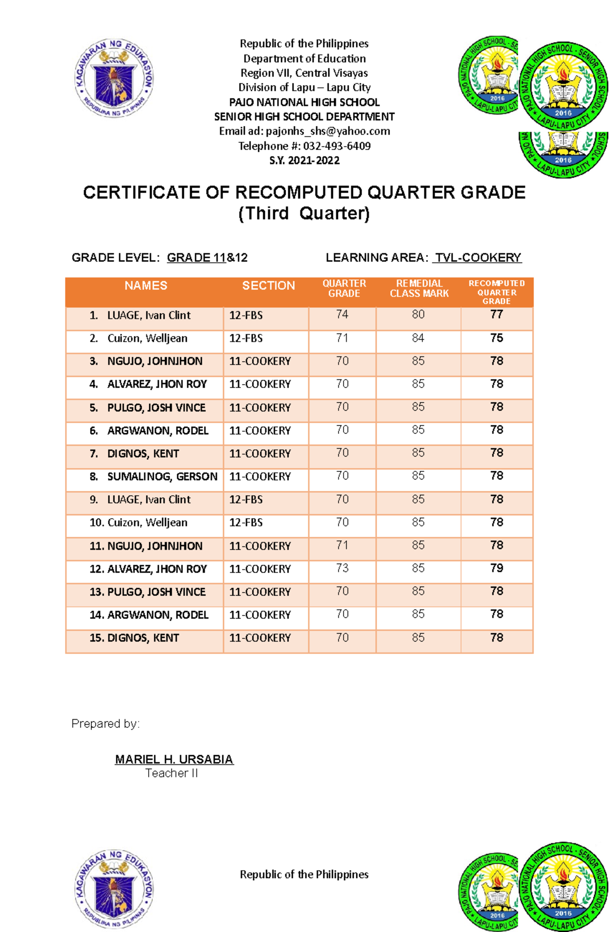 Remediation Certificate - Republic of the Philippines Department of ...