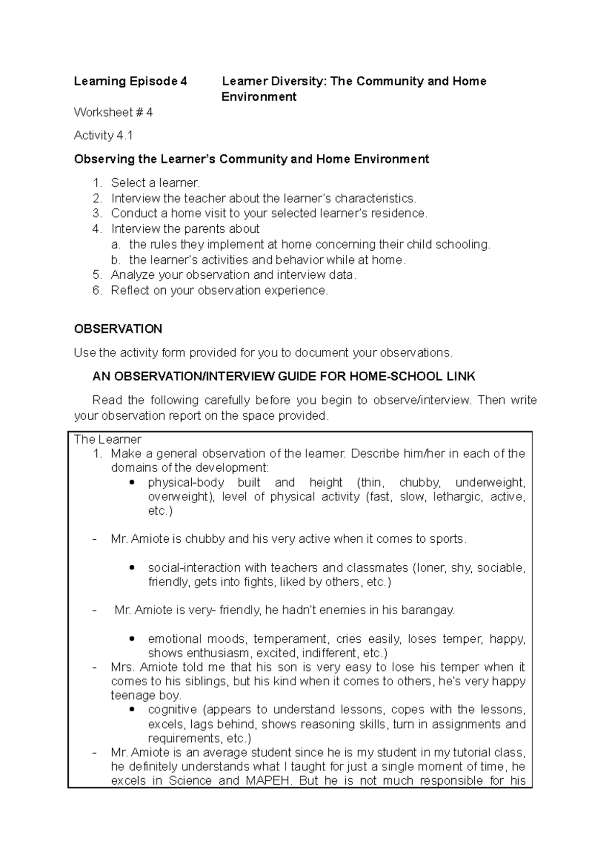Learning Episode 4Learner Diversity The Community - Learning Episode 4 ...