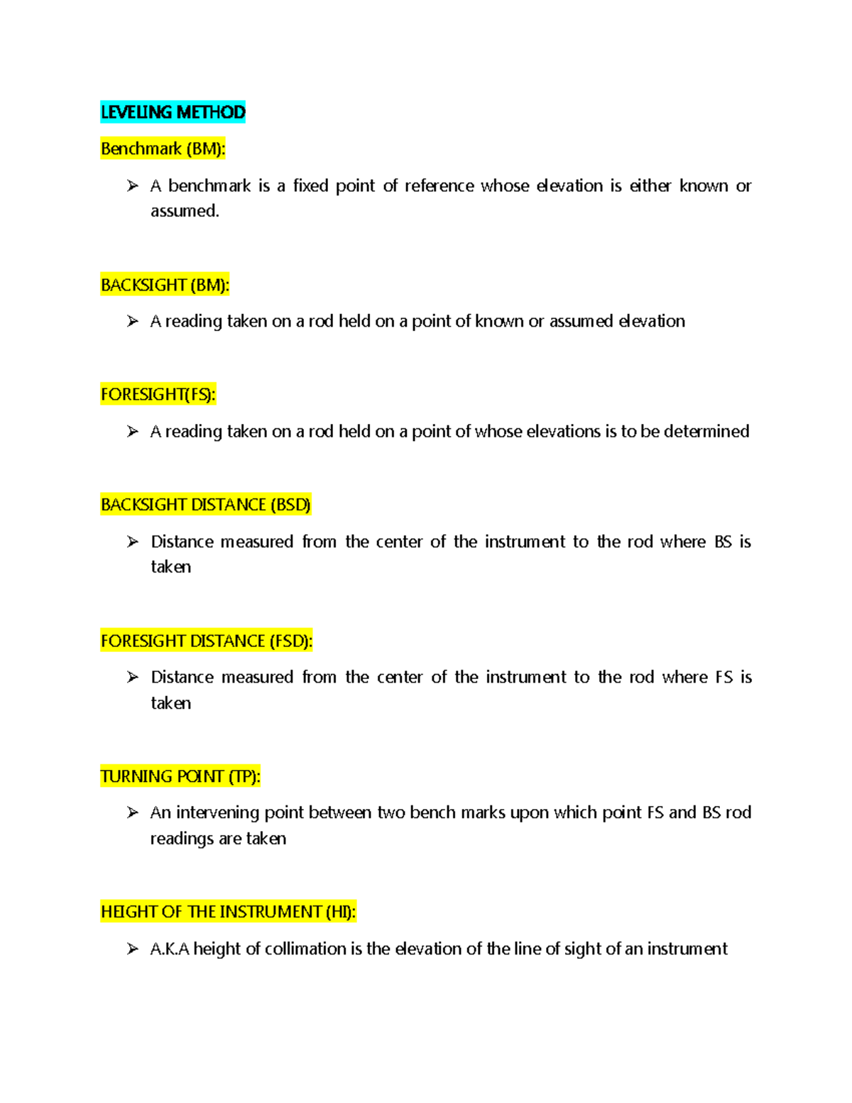 Leveling-EC5 - This is a reviewer for the Quantity Surveying subject ...
