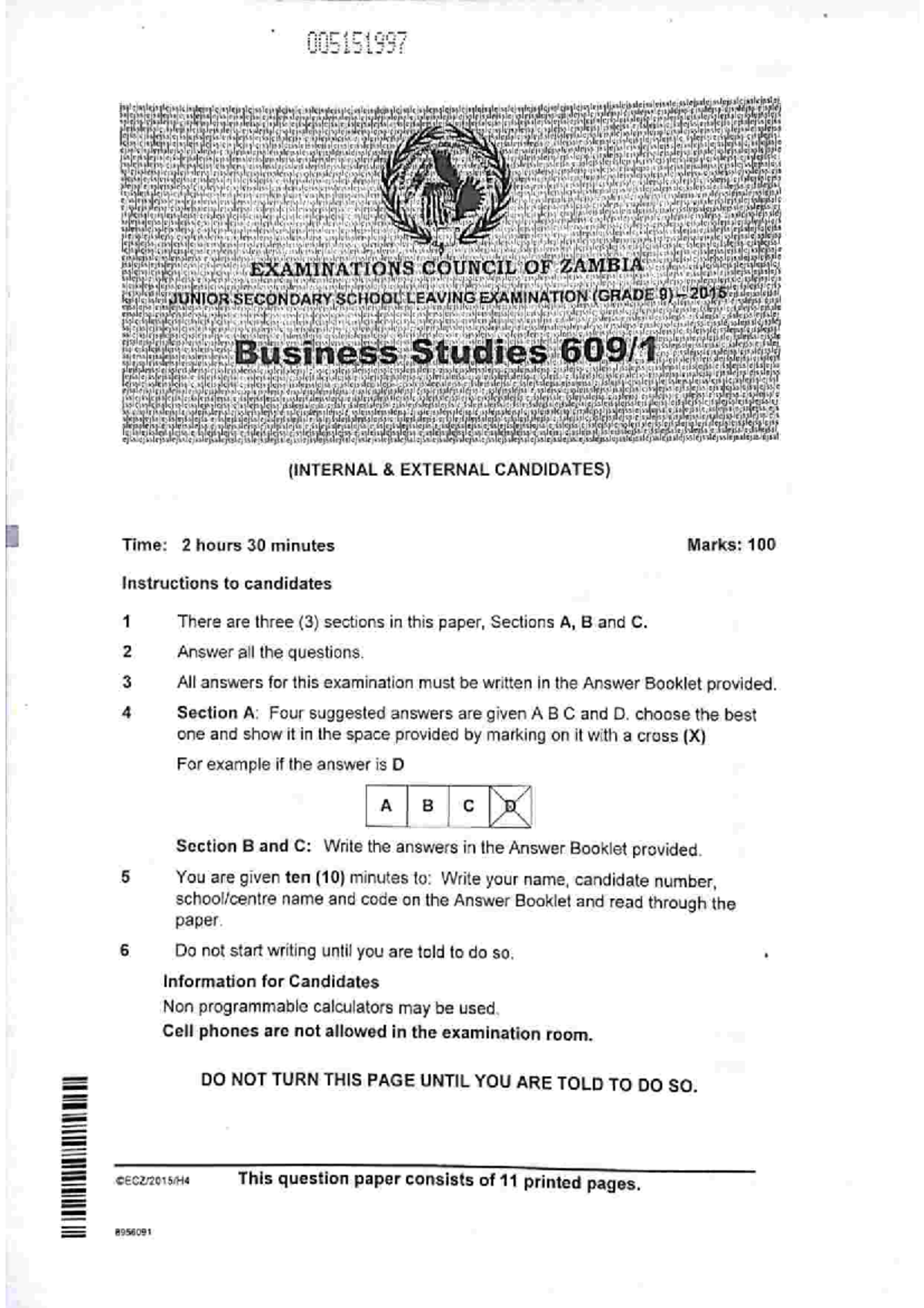 2015 Business Studies Past Paper - Business law - Studocu
