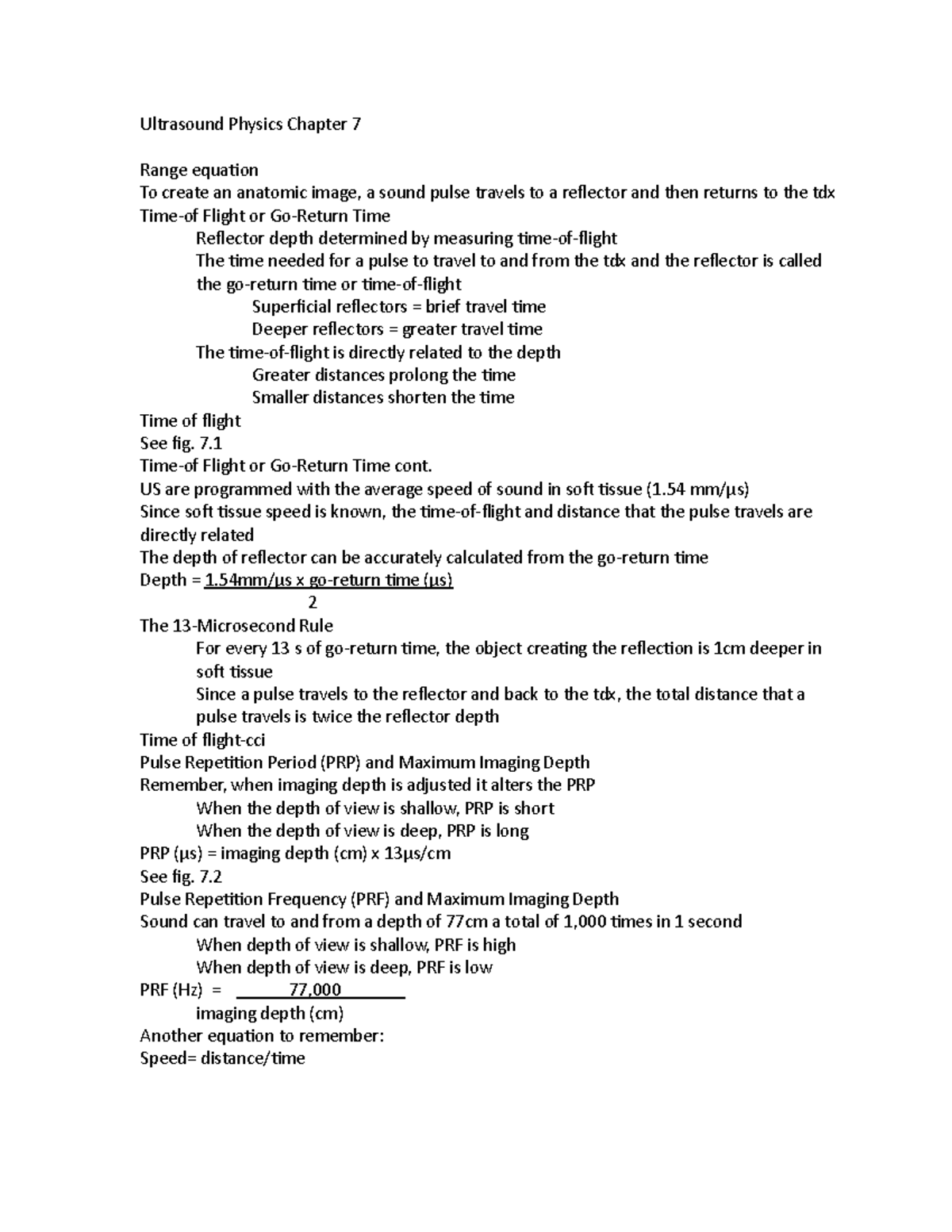 Ult phys ch 7 notes - ............ - Ultrasound Physics Chapter 7 Range ...