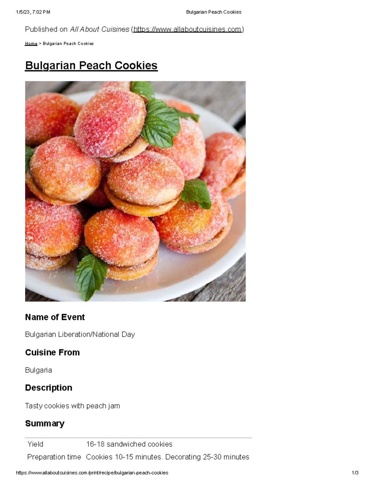 Bulgarian Peach Cookies Recipe - 1/5/23, 7:02 PM Bulgarian Peach ...