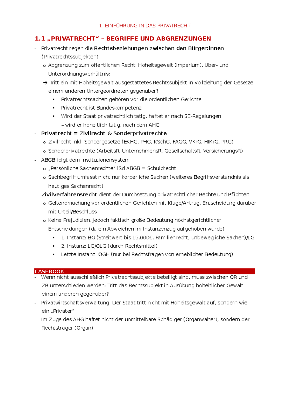 Einführung in das Privatrecht - 1 „PRIVATRECHT“ – BEGRIFFE UND ...