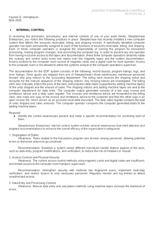 Chapter 1 - Auditing & Internal Control - CHAPTER 1 Auditing and ...