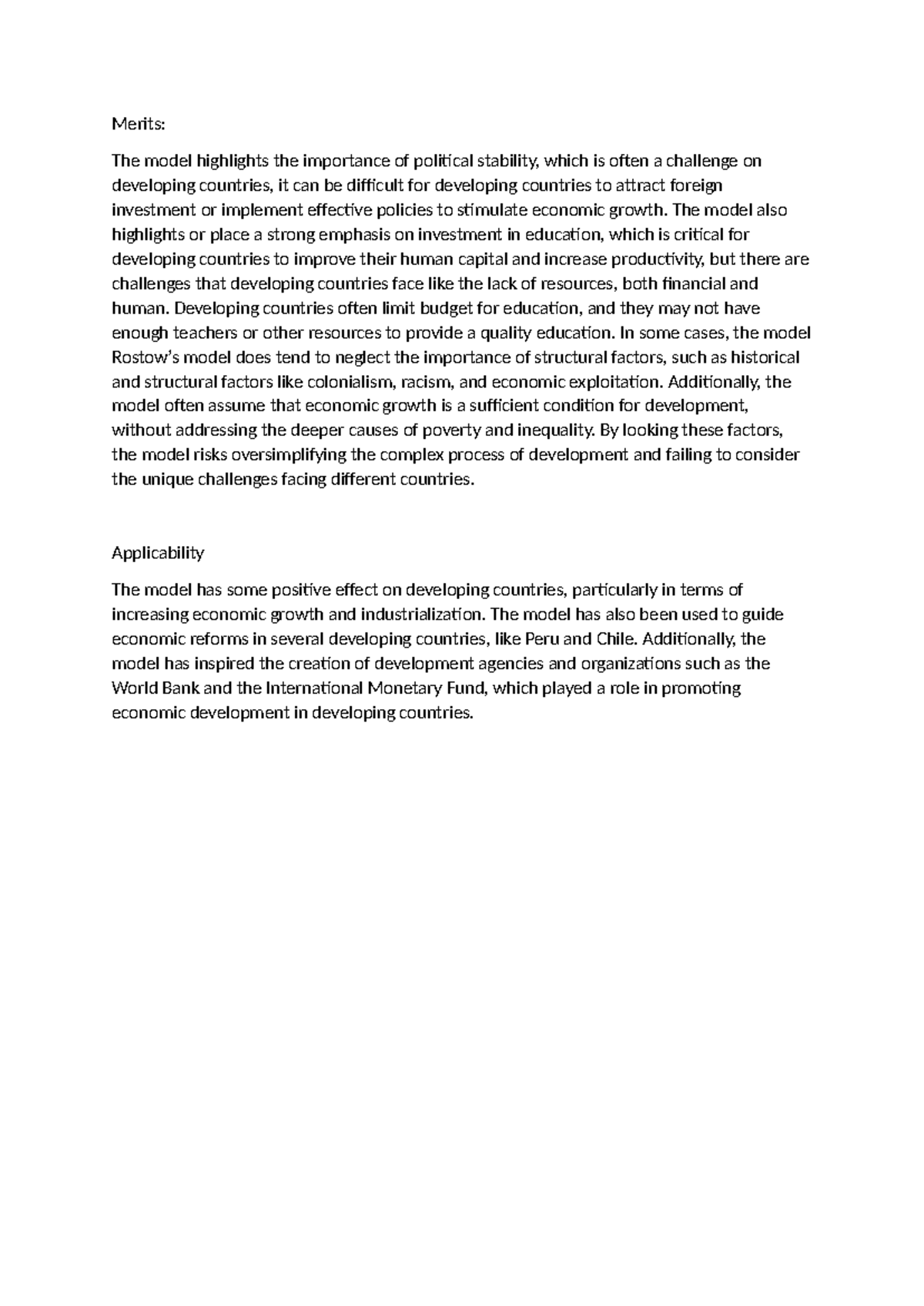 Merits - funda - Merits: The model highlights the importance of ...