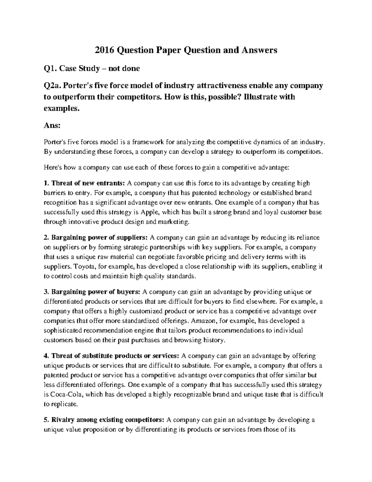 2016 Question Paper, Question and Answers - 2016 Question Paper ...