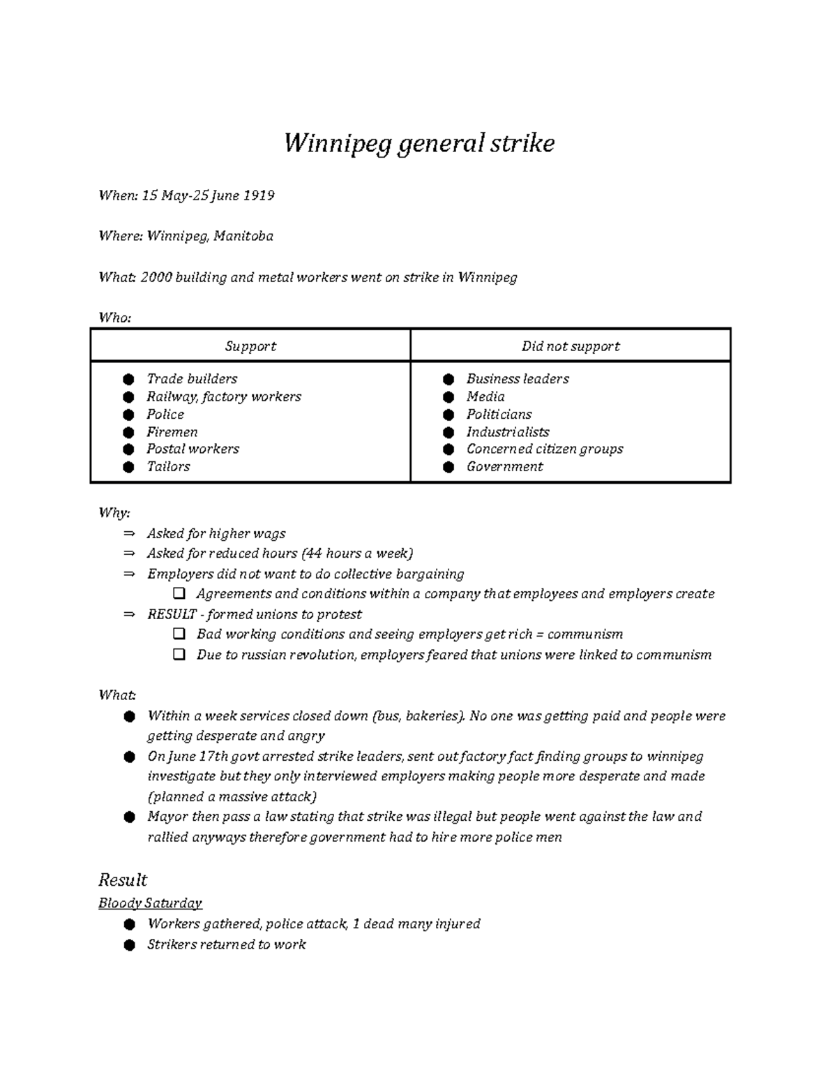 Unit 2 History Review - hshdhd - Winnipeg general strike When: 15 May ...