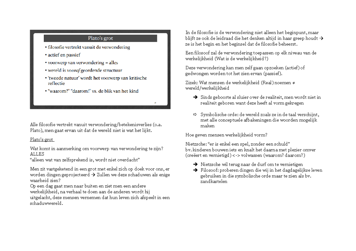 Fundamentele wijsbegeerte - Alle filosofie vertrekt vanuit verwondering/betekenisverlies (o ...