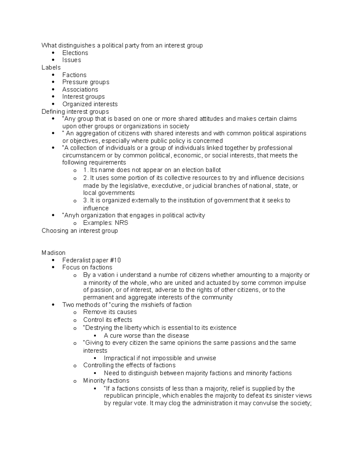 PI#7 - Lecture Notes - What distinguishes a political party from an ...