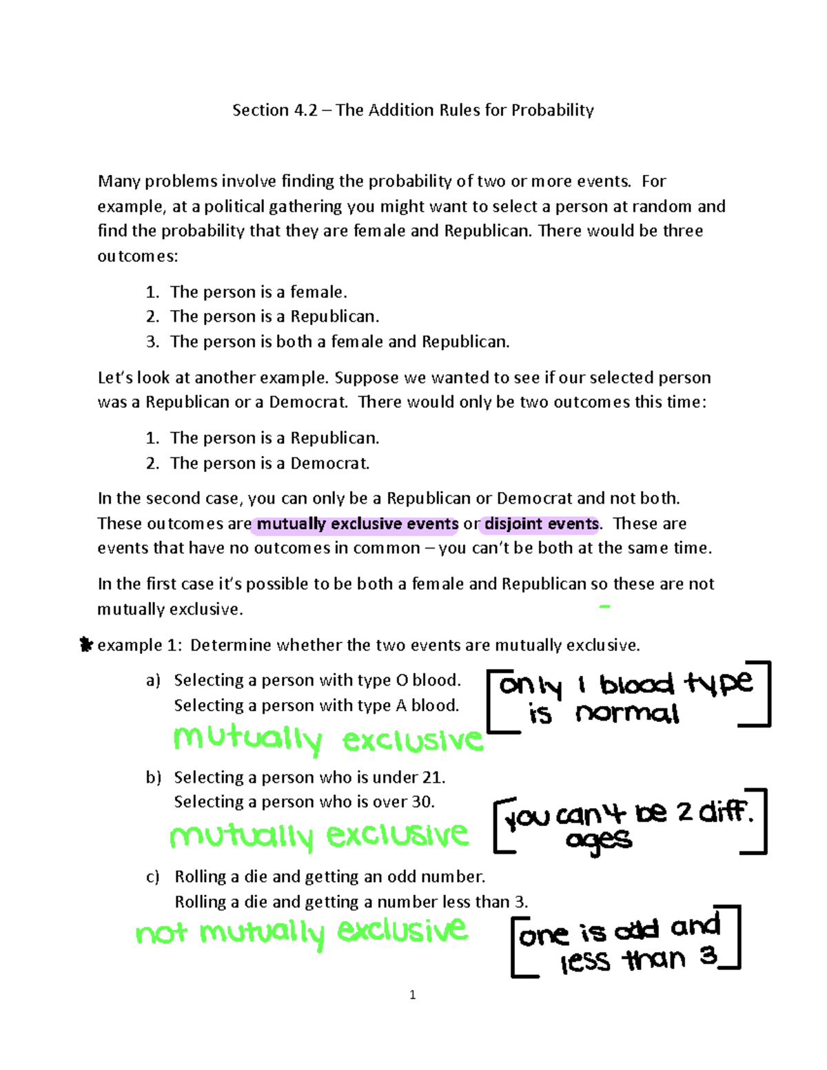 4.2 - Addition Rules for Probability 0a7d00cbfb1e3fc938a4c995ae34bc47 ...