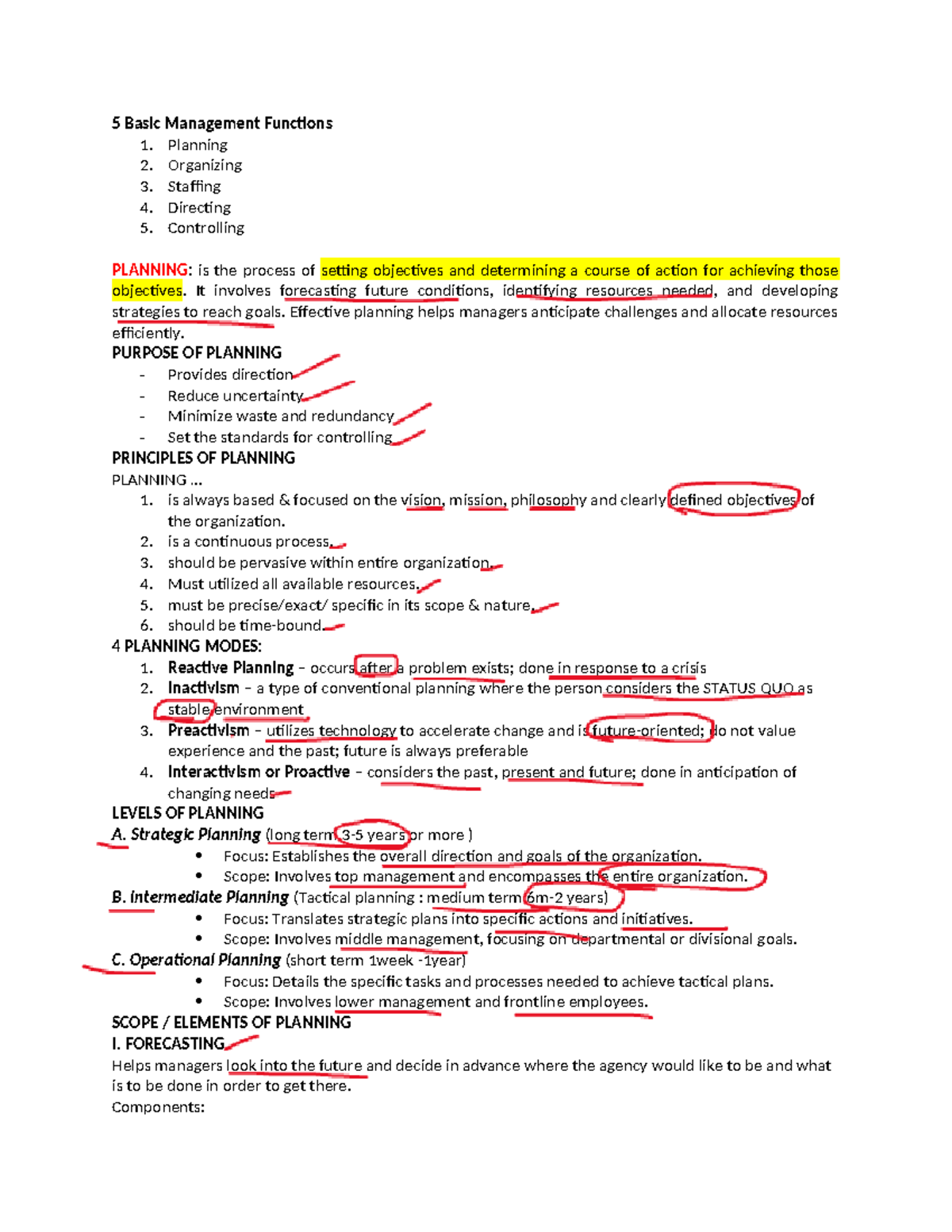 5 Basic Management Functions Notes - 5 Basic Management Functions 1 ...