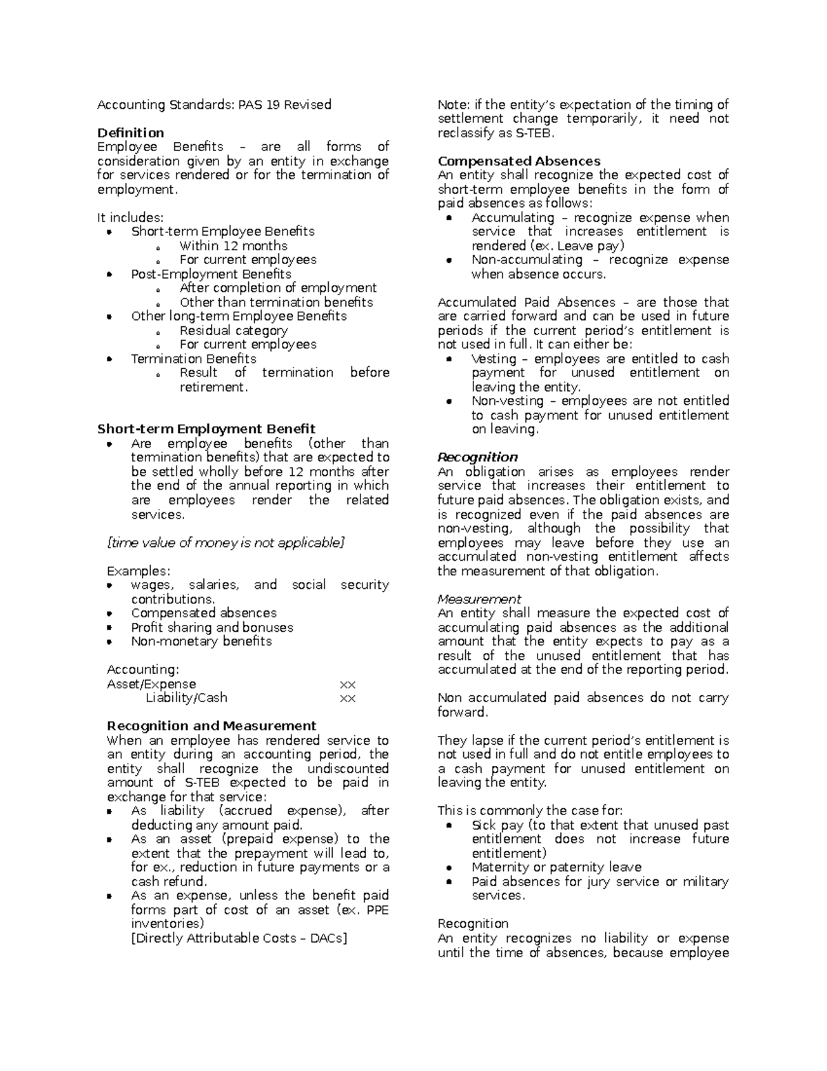 Accounting Standards - hello - Accounting Standards: PAS 19 Revised ...