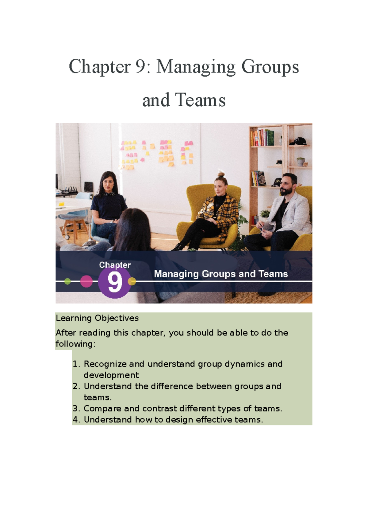 9 Managing Groups and Teams - Chapter 9: Managing Groups and Teams ...