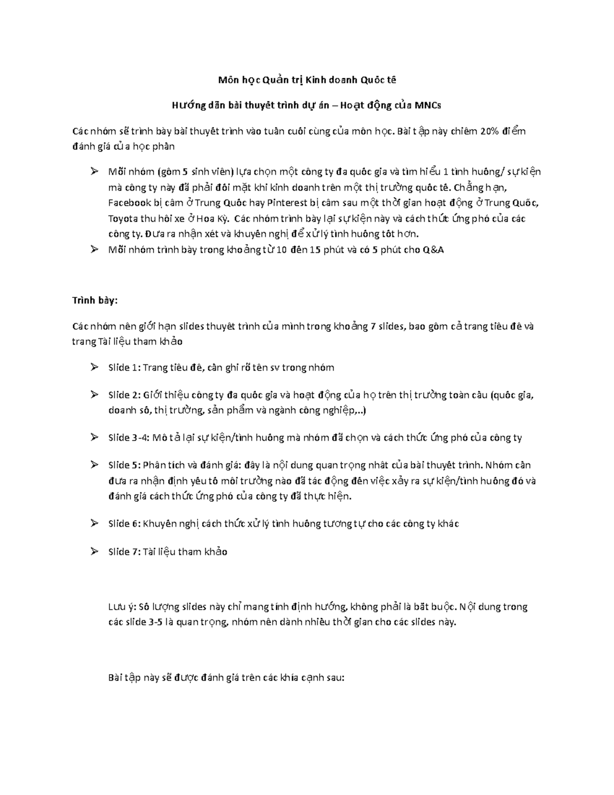 Huong-dan-bai-tap-thuyet-trinh-KDQT - Môn h ọc Qu ản tr Kinh doanh ...