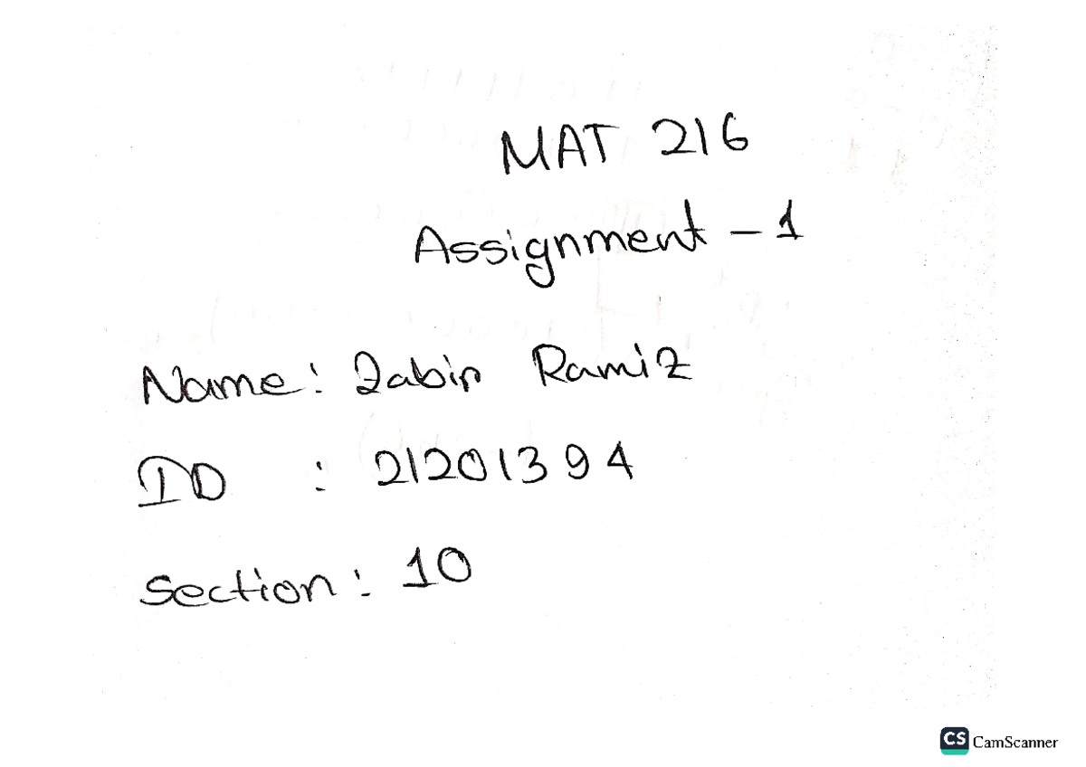 Mat216 assignment 01 - MATHEMATICS IV: LINEAR ALGEBRA & FOURIER ...