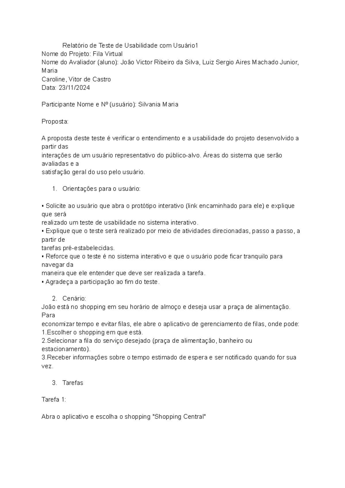 Relatório de Teste de Usabilidade com Usuário Vitor - Relatório de ...