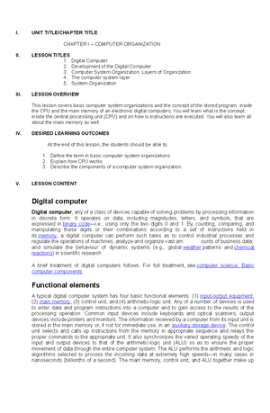 Module-Comp ME 1-02 Midterm - I. UNIT TITLE/CHAPTER TITLE: NUMBER ...