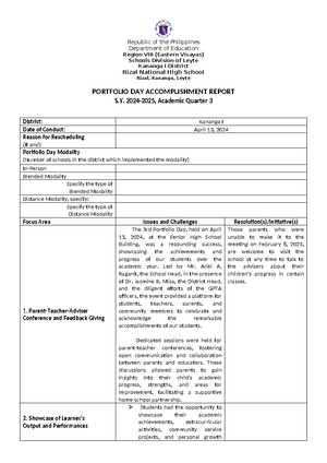 4th Quarter Portfolio-DAY-ACR - Republic of the Philippines Department ...