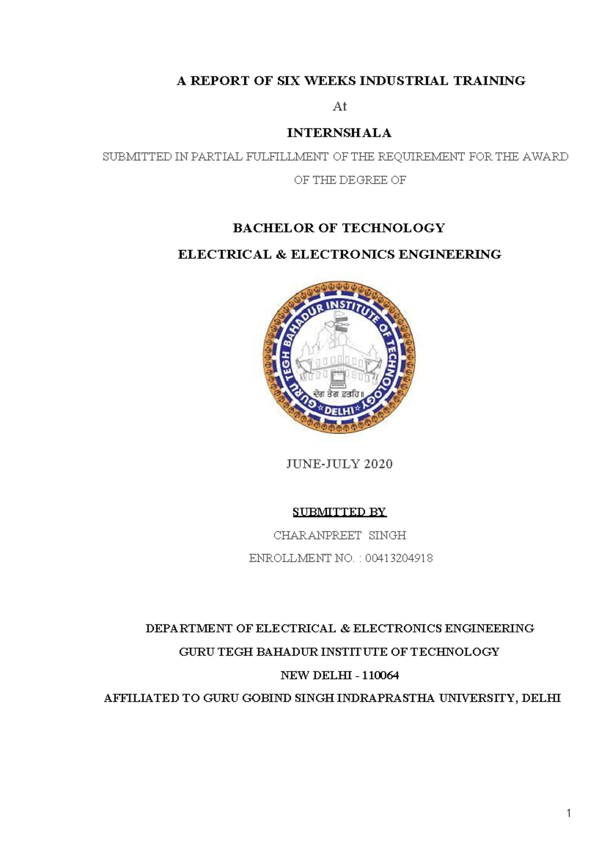 Training-report compress - A REPORT OF SIX WEEKS INDUSTRIAL TRAINING At ...