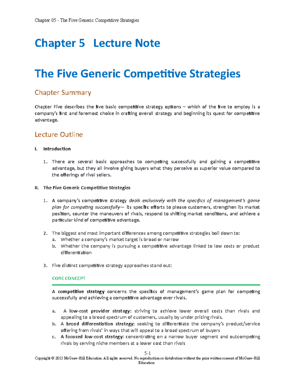 CHAPTER 5 FOR REVIEW - Chapter 5 Lecture Note The Five Generic ...