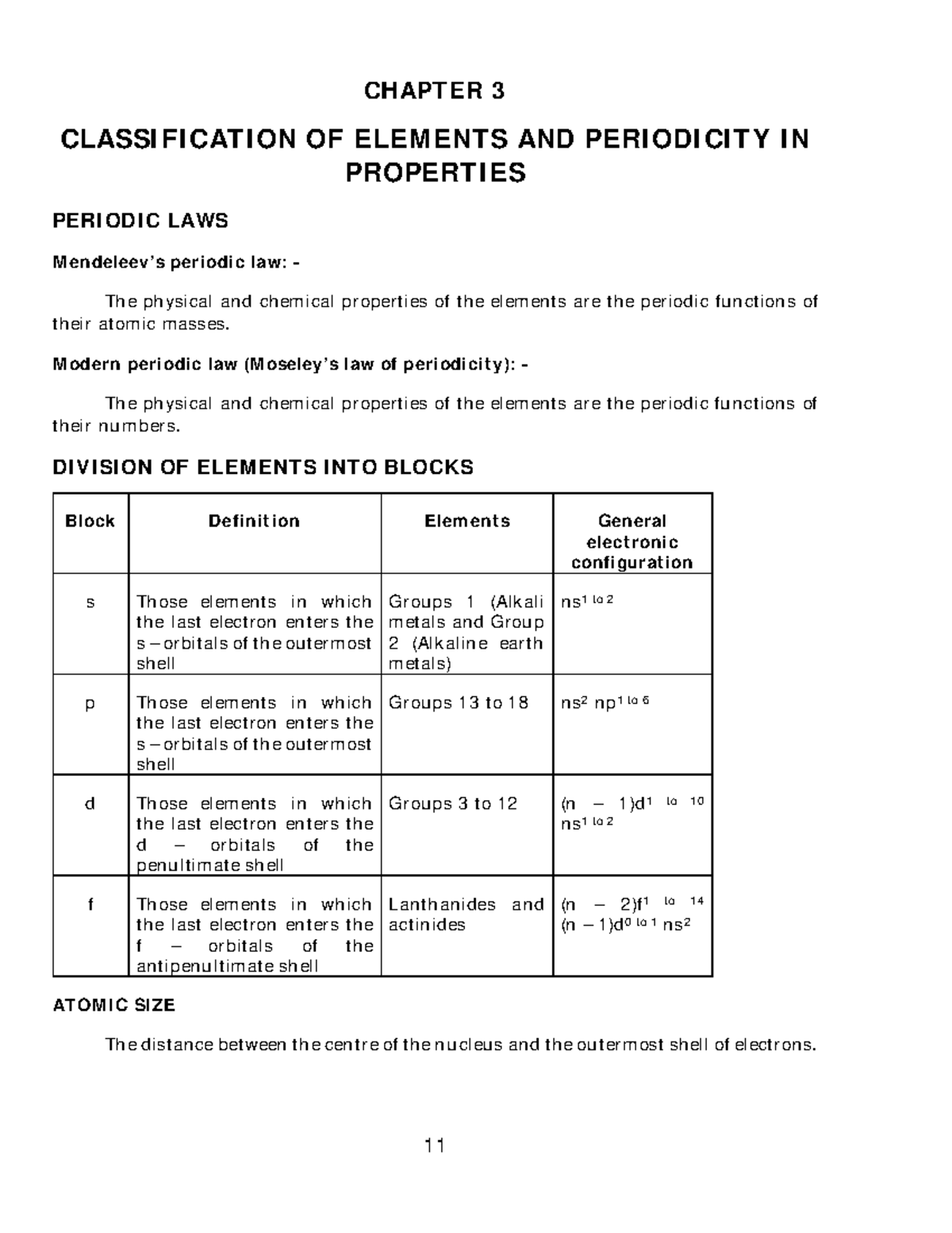 Chemistry chapter 3 - Lecture notes - CH APT ER 3 CLASSI FI CAT I ON OF ...