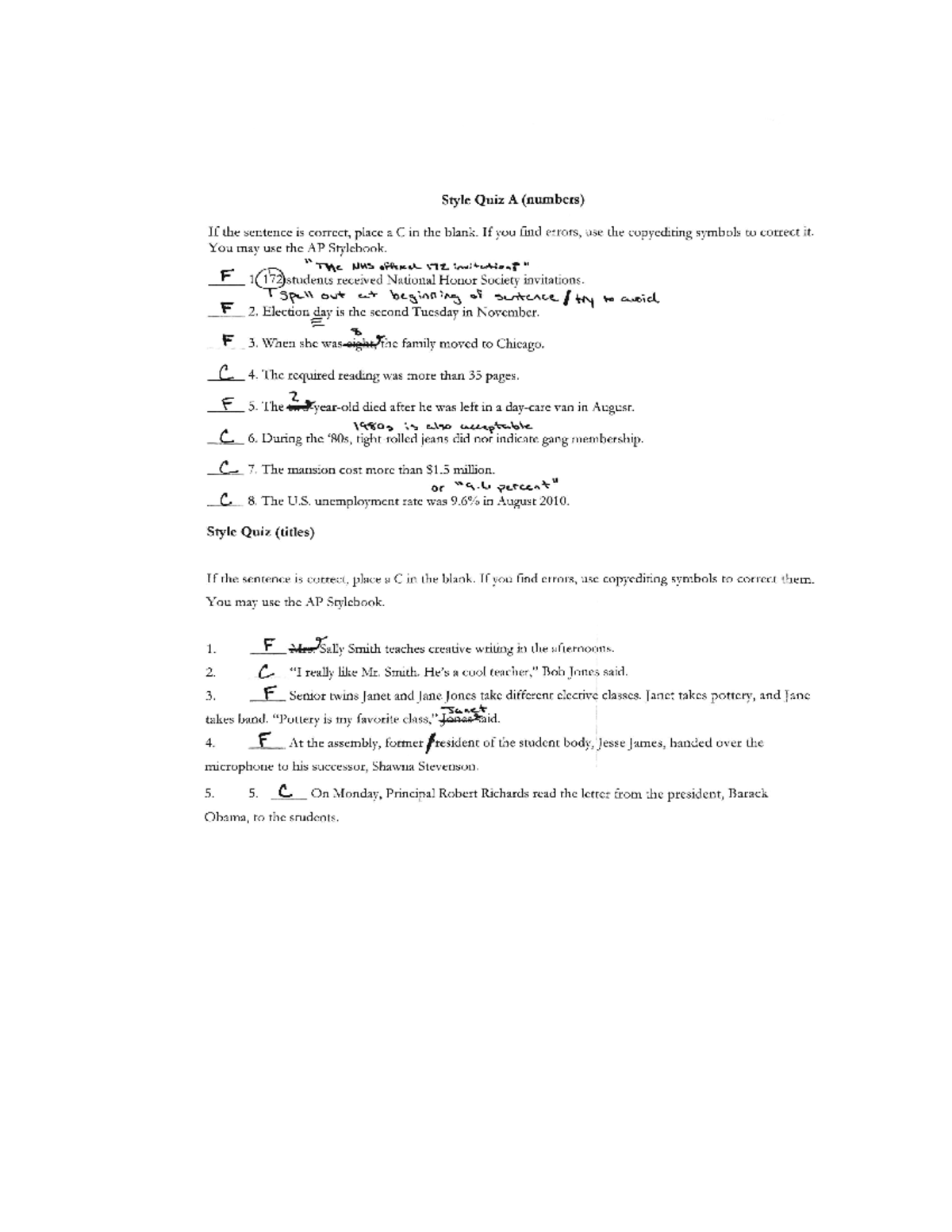 AP Style Quizzes - JRNL 1101 - Studocu