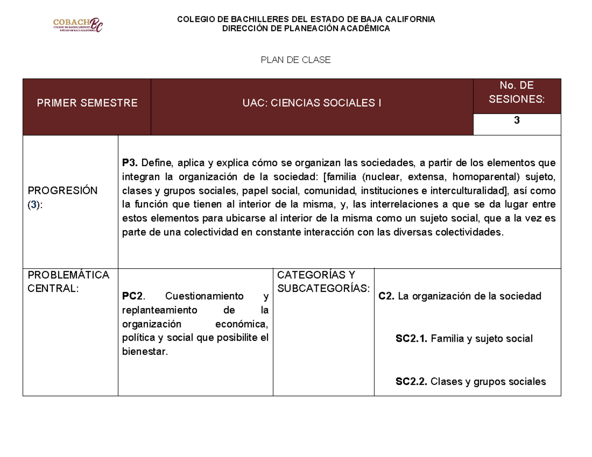 CS I Progresi Ã³n 3 - Planeaciones - DIRECCIÓN DE PLANEACIÓN ACADÉMICA PLAN DE CLASE PRIMER ...
