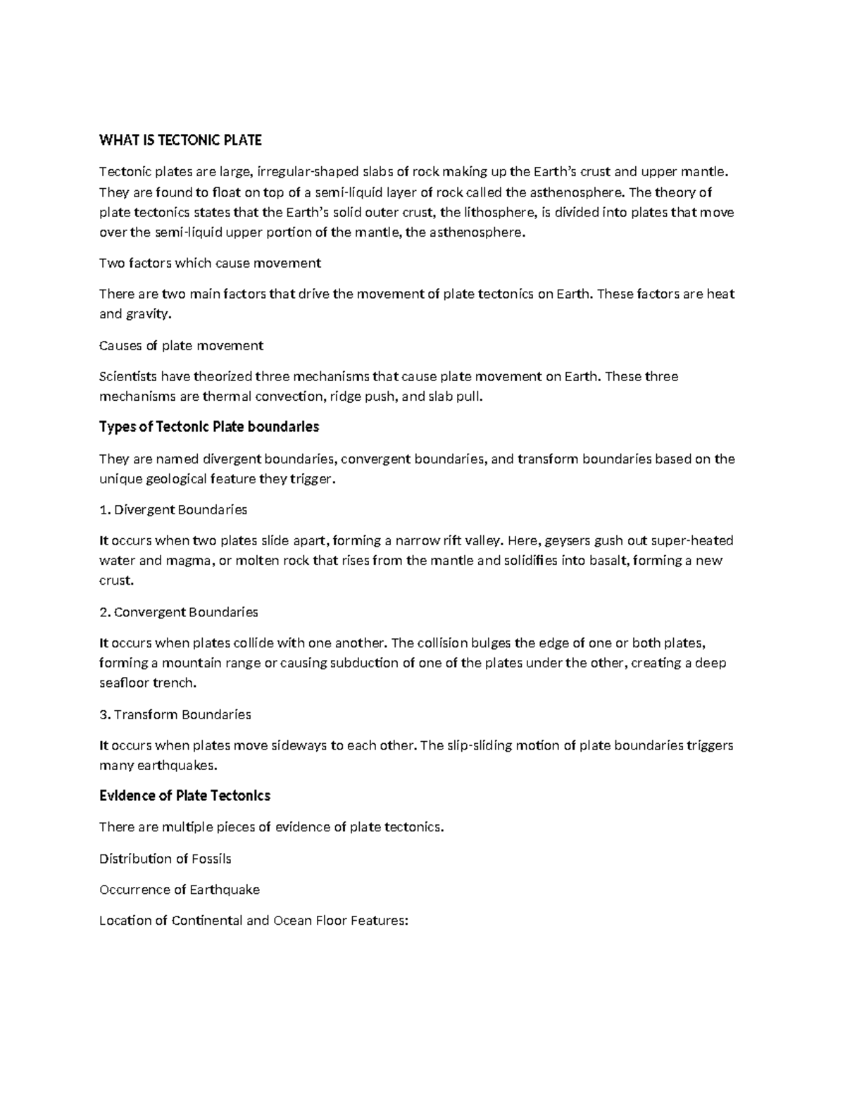 Tectonic Plate - GEO - WHAT IS TECTONIC PLATE Tectonic plates are large ...