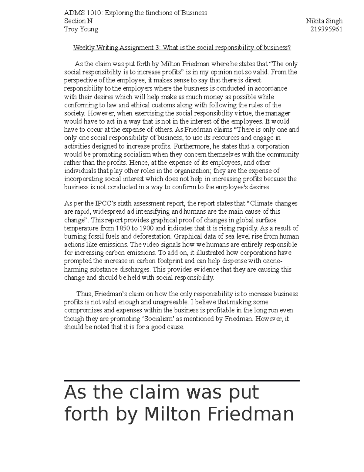 Weekly Writing Assignment 3 - Troy Young 219395961 Weekly Writing ...