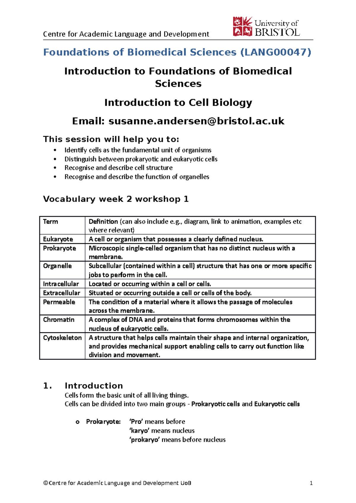 Week 2 Workbook - Introduction to Cell Biology - Foundations of ...