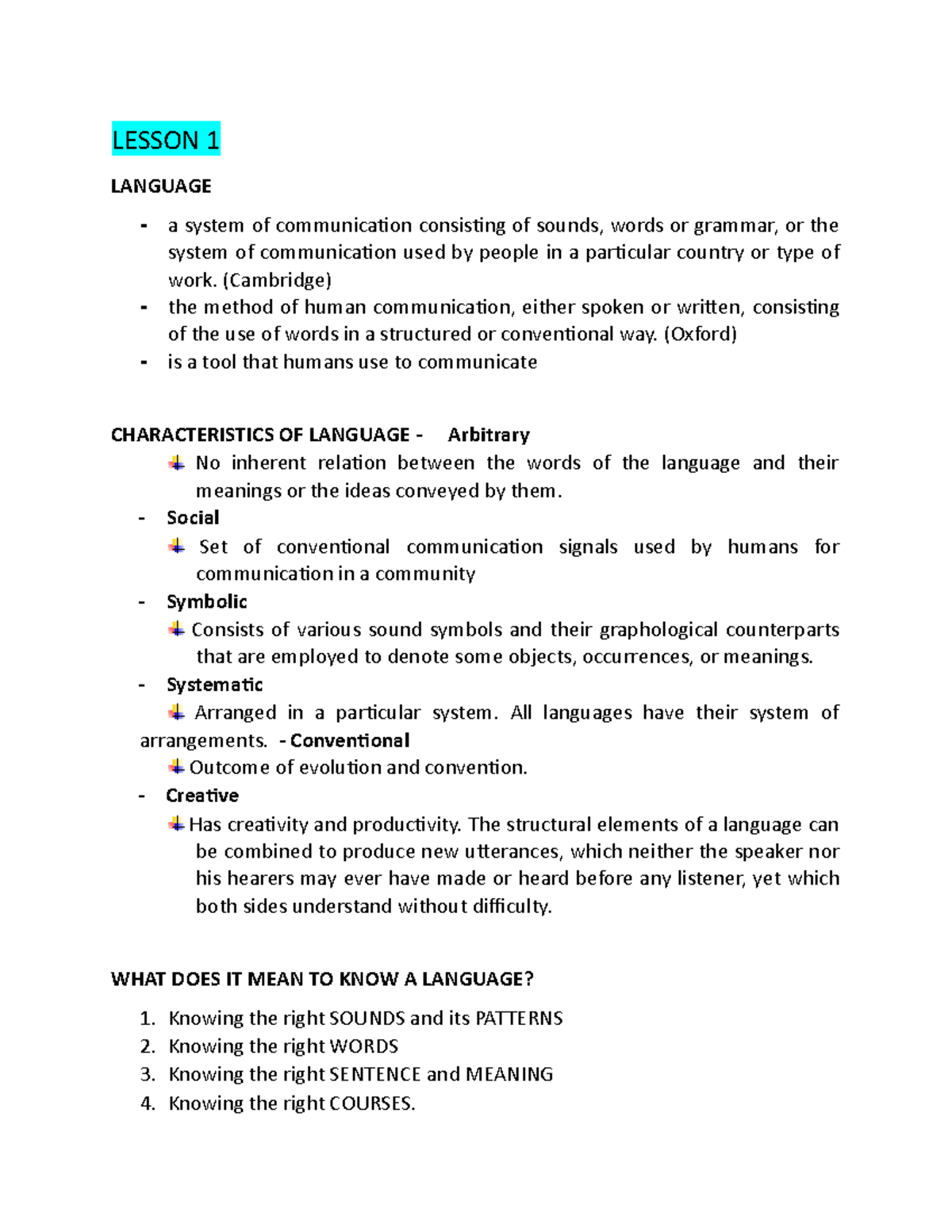 Reviewer in English Language Enhancement Lessons 1 to 4 - LESSON 1 ...