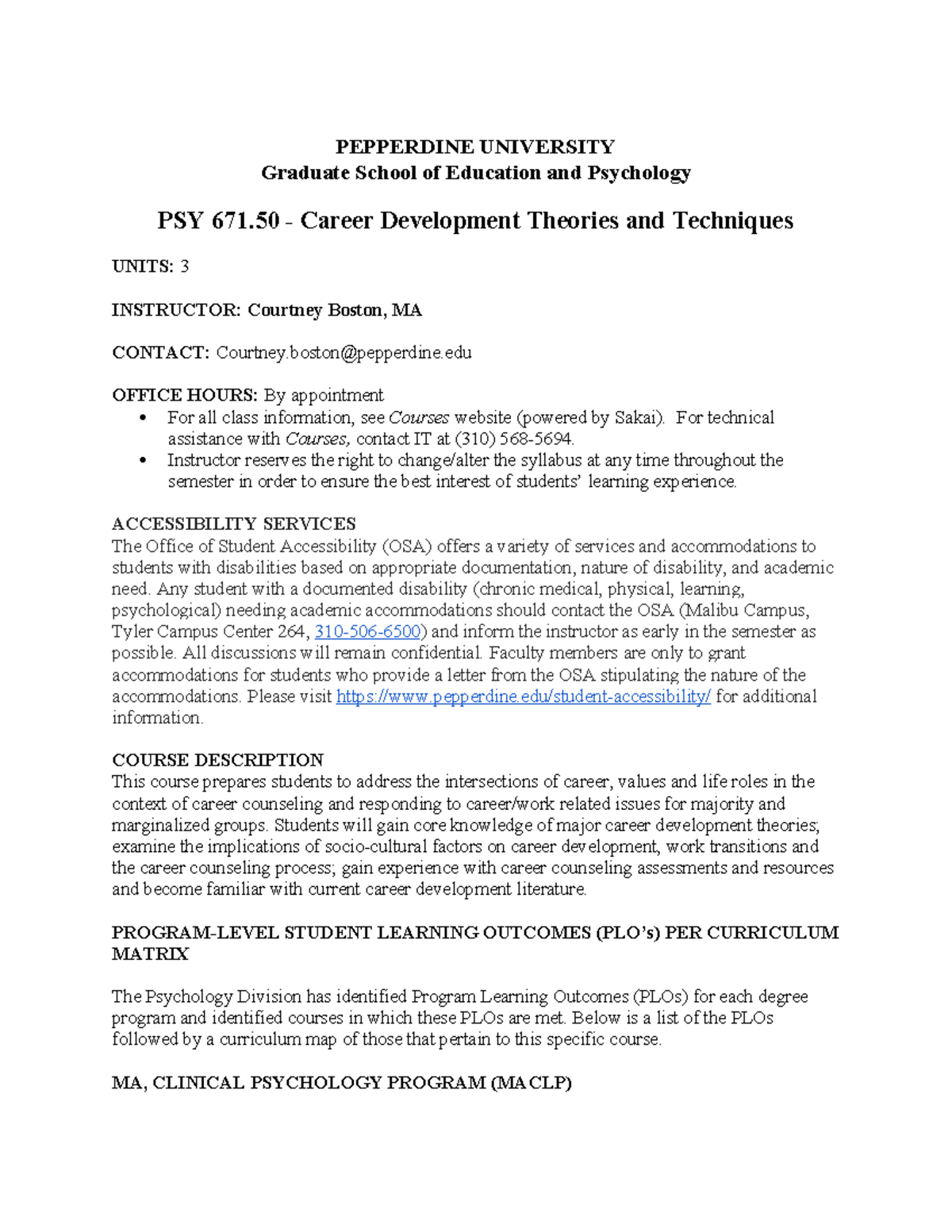 PSY 671 Syllabus - PEPPERDINE UNIVERSITY Graduate School of Education ...