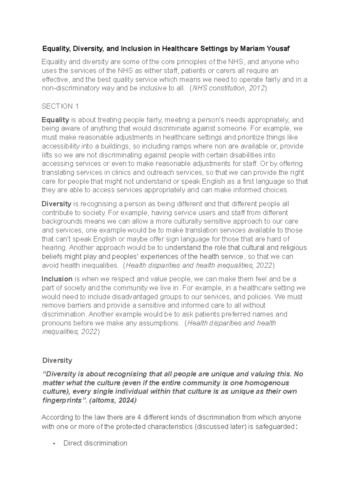 EDI in healthcare - Equality, Diversity, and Inclusion in Healthcare ...