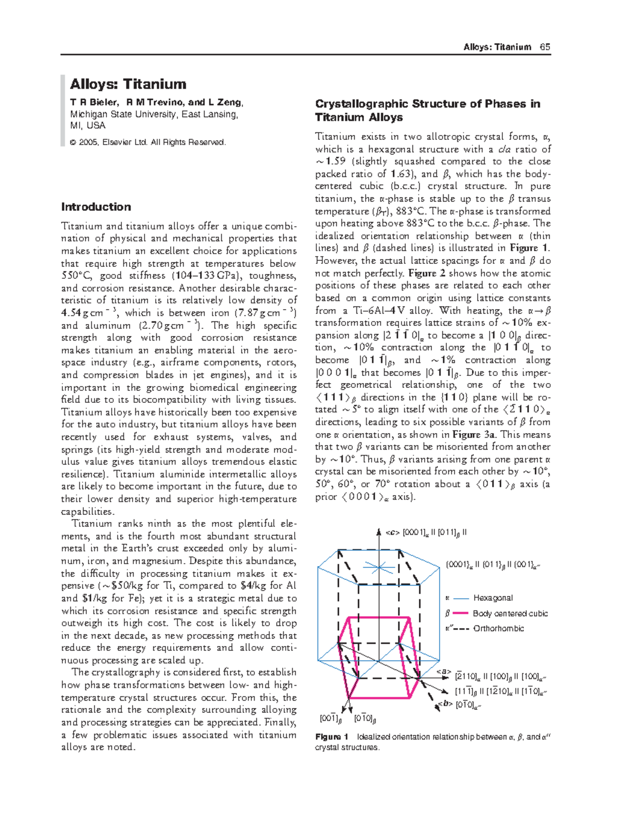 Bieler 2005 - sksks - Alloys: Titanium T R Bieler, R M Trevino, and L ...