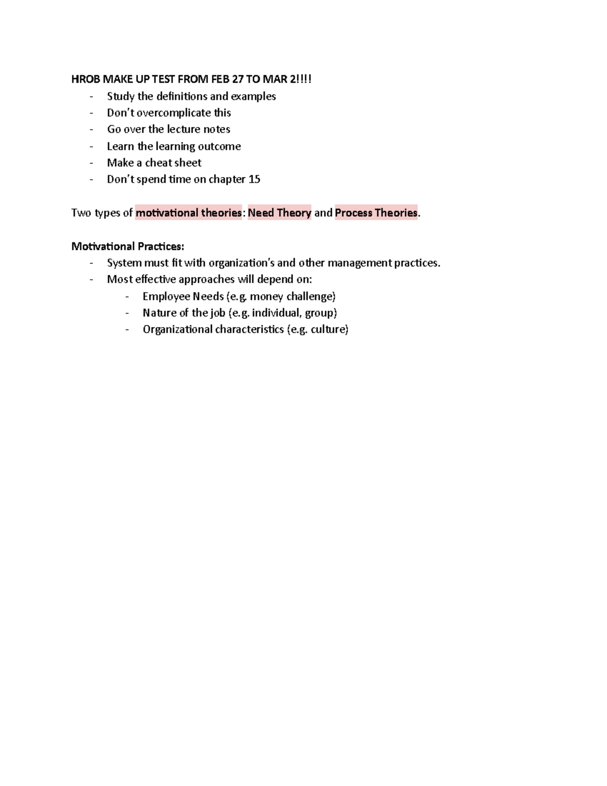 HROB Lecture Notes - HROB MAKE UP TEST FROM FEB 27 TO MAR 2!!!! Study ...